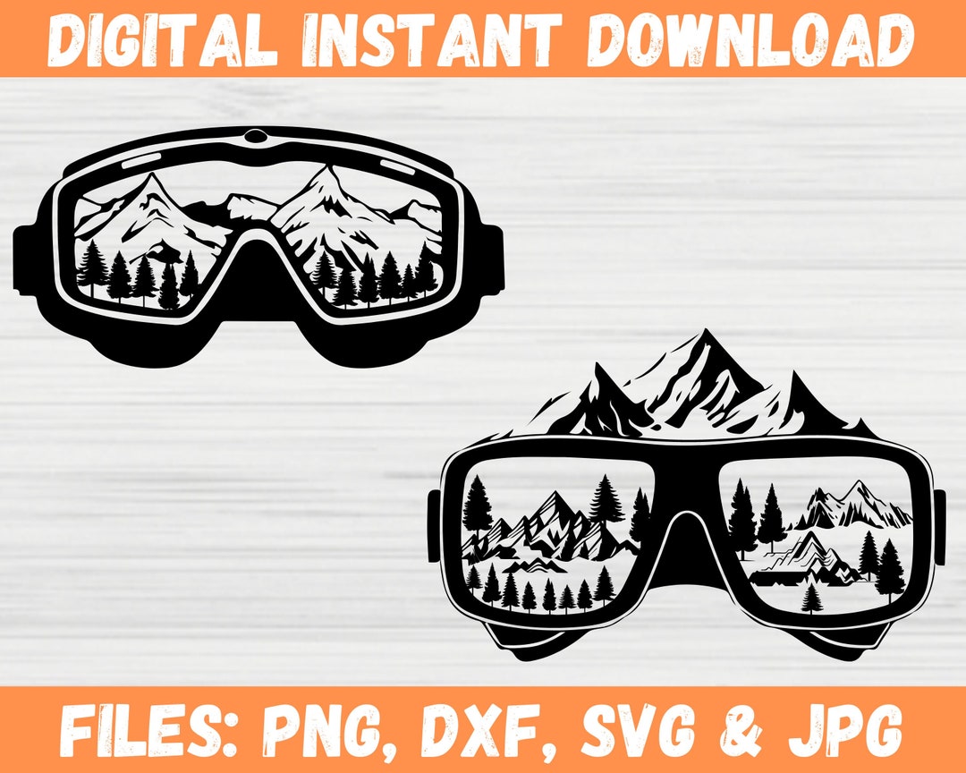 Snow Goggles Mountain SVG, Skiing Goggle Snowboard Christmas Winter ...