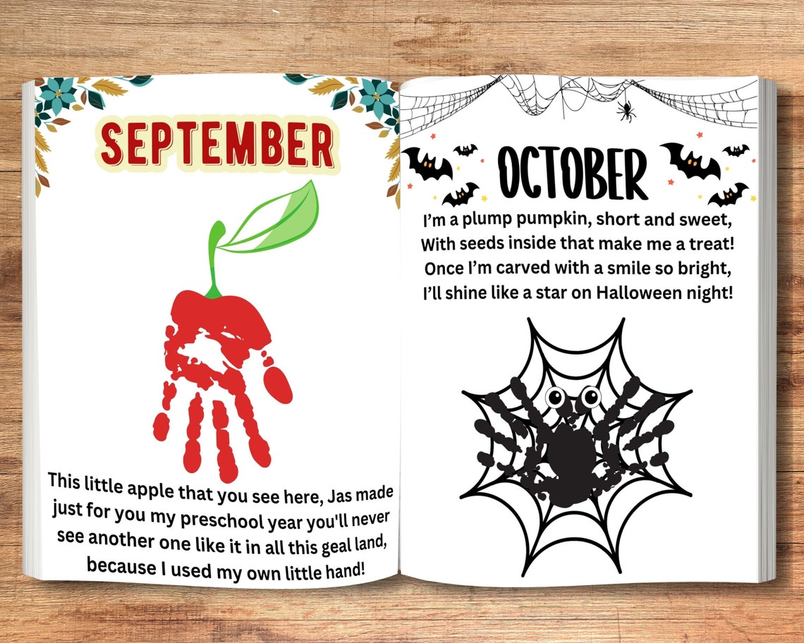 Handprint Memory Book Printable, Kids Keepsake Art, Preschool Handprint ...