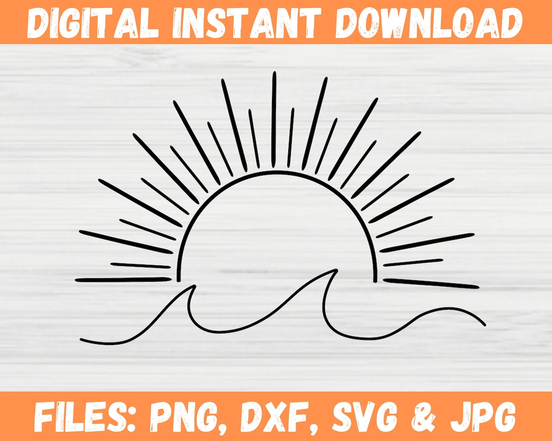 Sun and Wave SVG Silhouette, Digital Download Cricut Files, Sunset ...