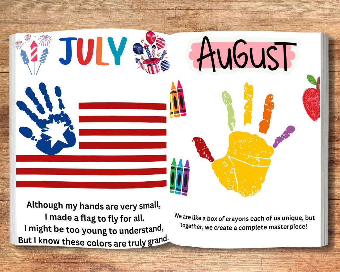 Handprint Memory Book Printable, Kids Keepsake Art, Preschool Handprint ...