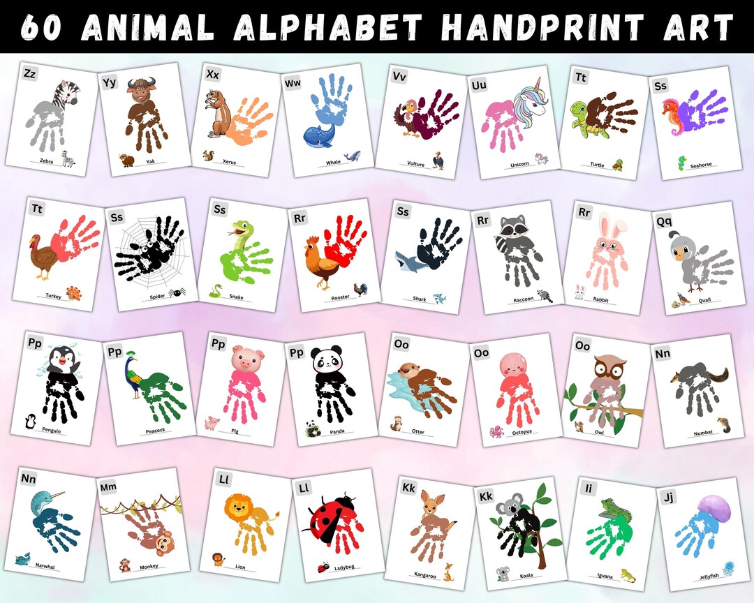 Animal Alphabet Handprint Art Craft, Baby Toddler Activity, Classroom ...