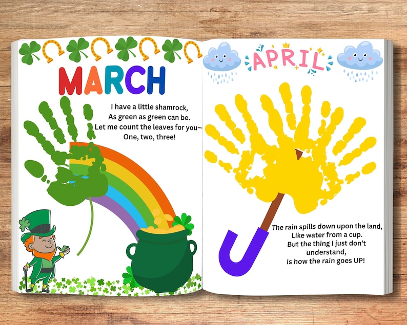 Handprint Memory Book Printable, Kids Keepsake Art, Preschool Handprint ...