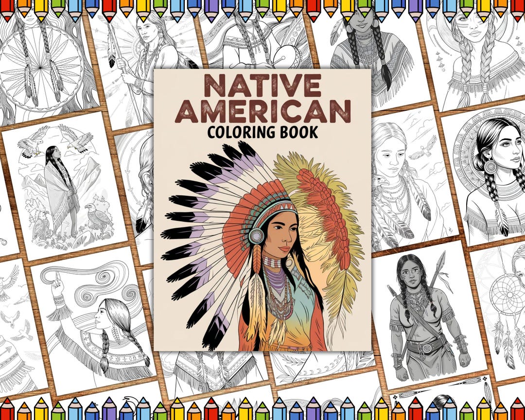 Native American Woman Coloring Pages, Beautiful Indigenous Women, Adult ...