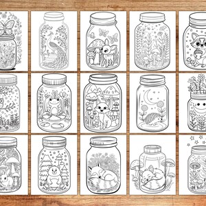 Cute Kawaii Forest Jar Coloring Pages, Bold and Easy Coloring Book ...
