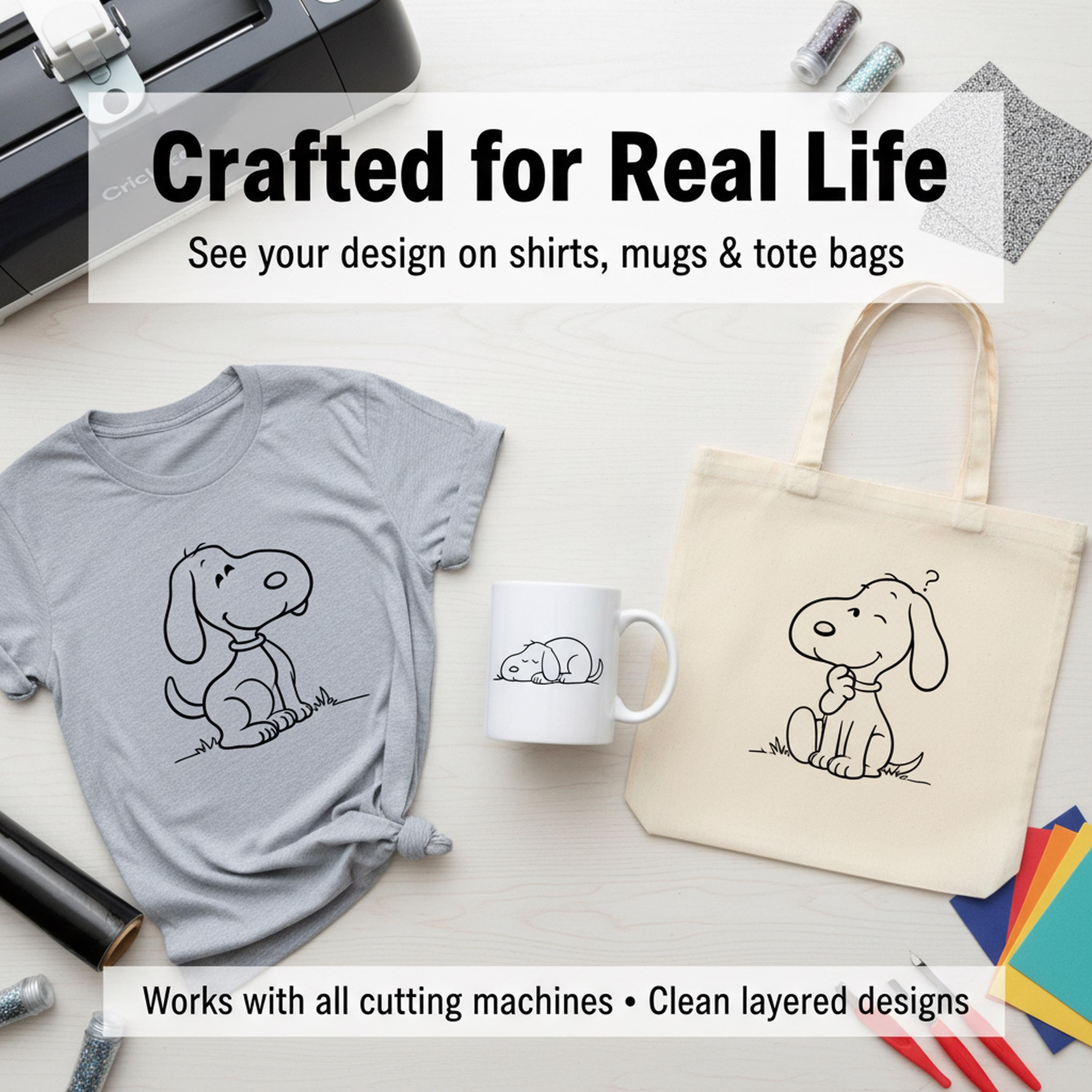 Cute Dog SVG Bundle for Cricut • Snoopy Svg Outline Files • Peanuts Svg ...