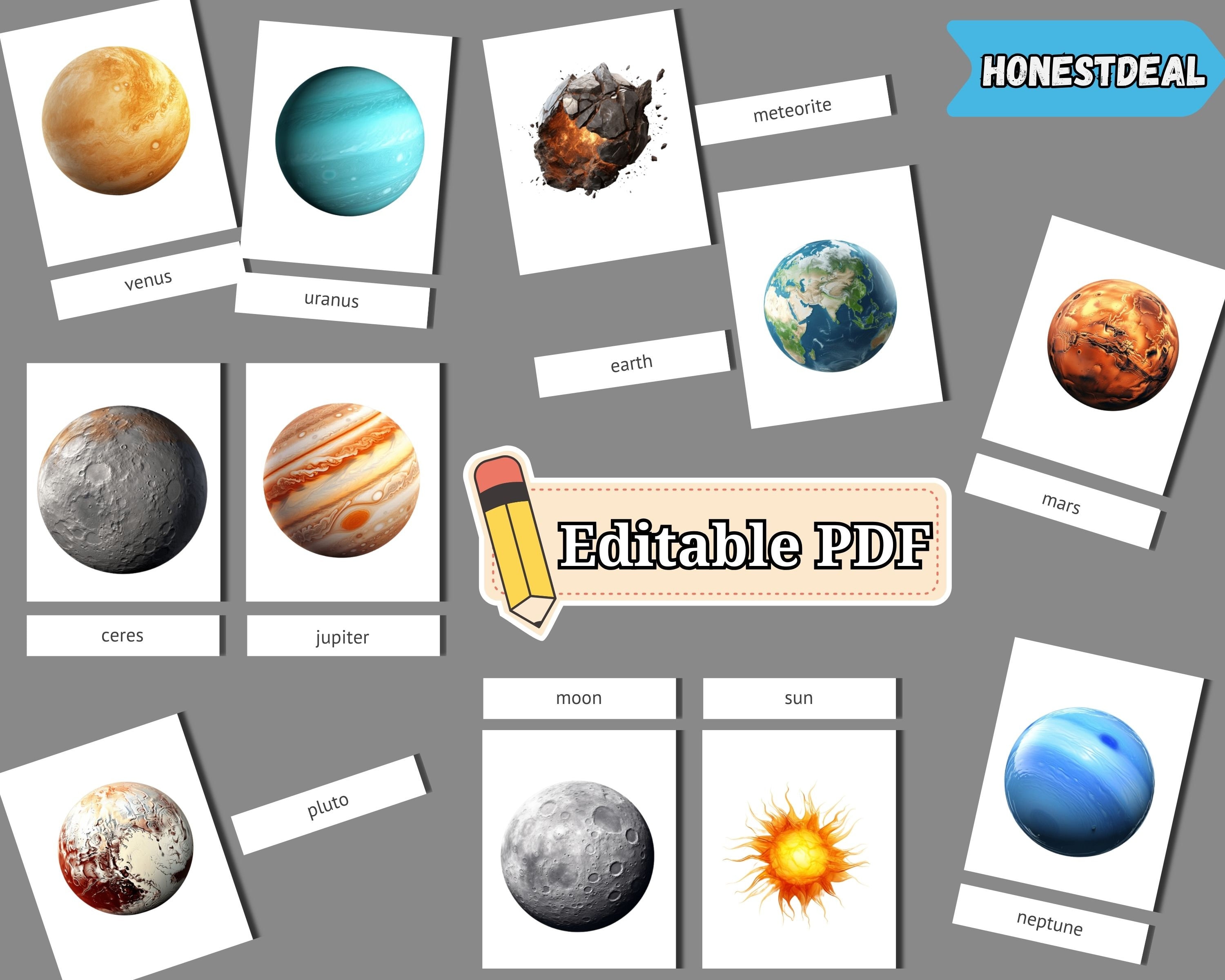 Solar System Flash Cards Planet Flashcards Learning - Etsy