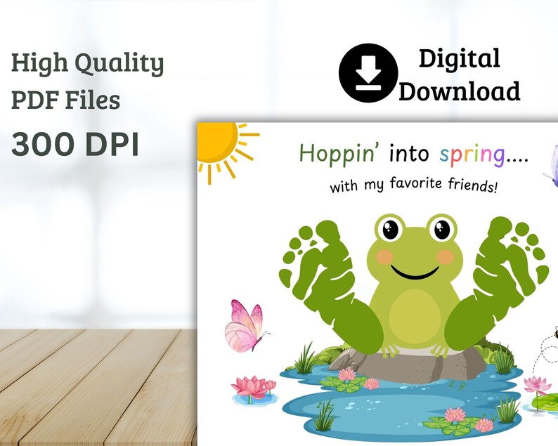 Frog Footprint Craft Template for Kids & Toddlers | Spring Art Activity ...