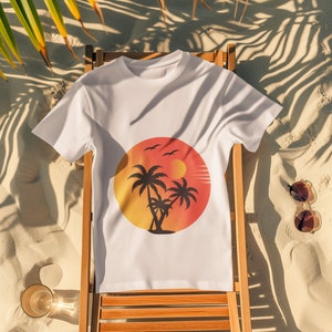 Tropical Palm Tree SVG, Sunset Clipart, Retro Beach, Summer Vibes SVG ...