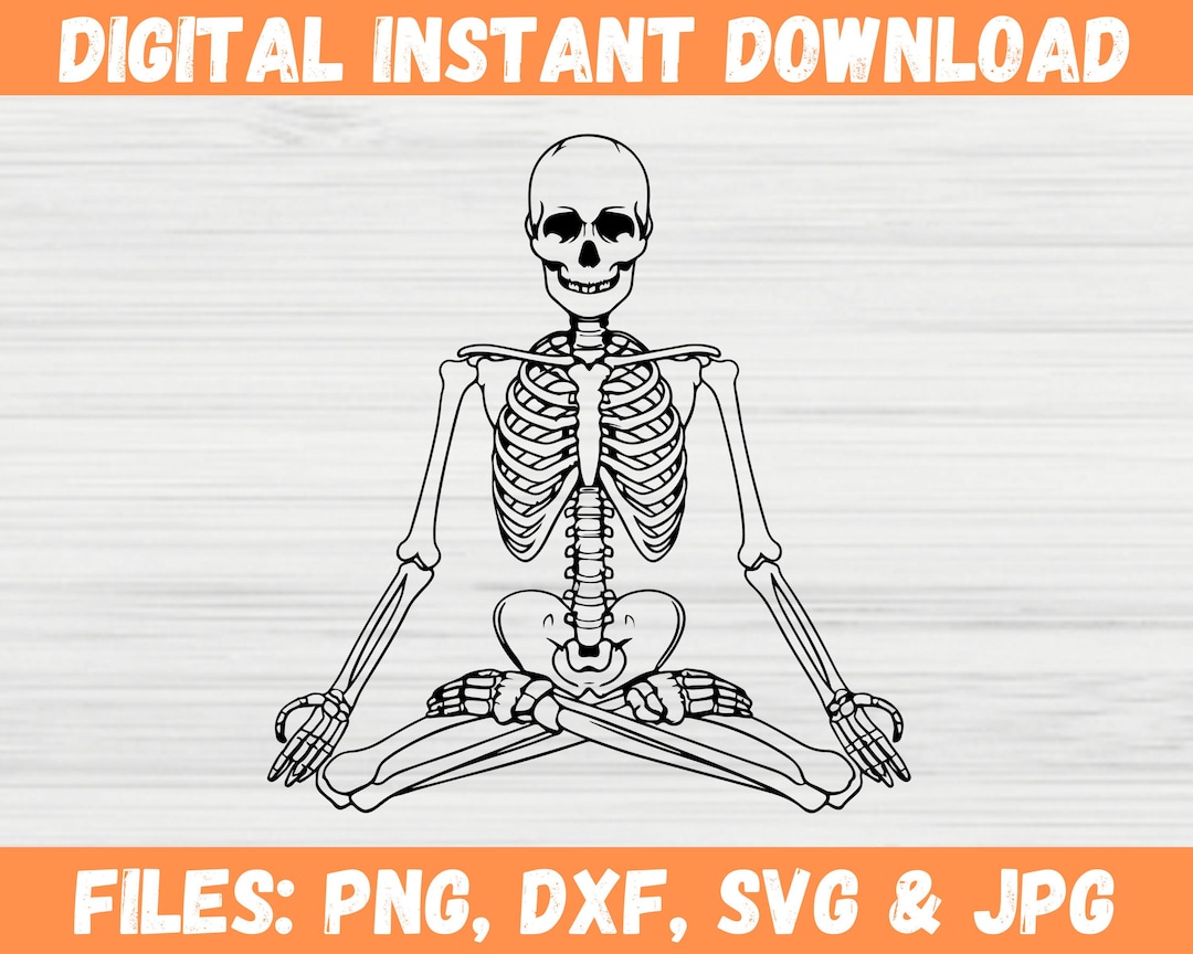 Meditating Skeleton SVG, Yoga Skeleton PNG for Cricut, Funny Zen Skull ...
