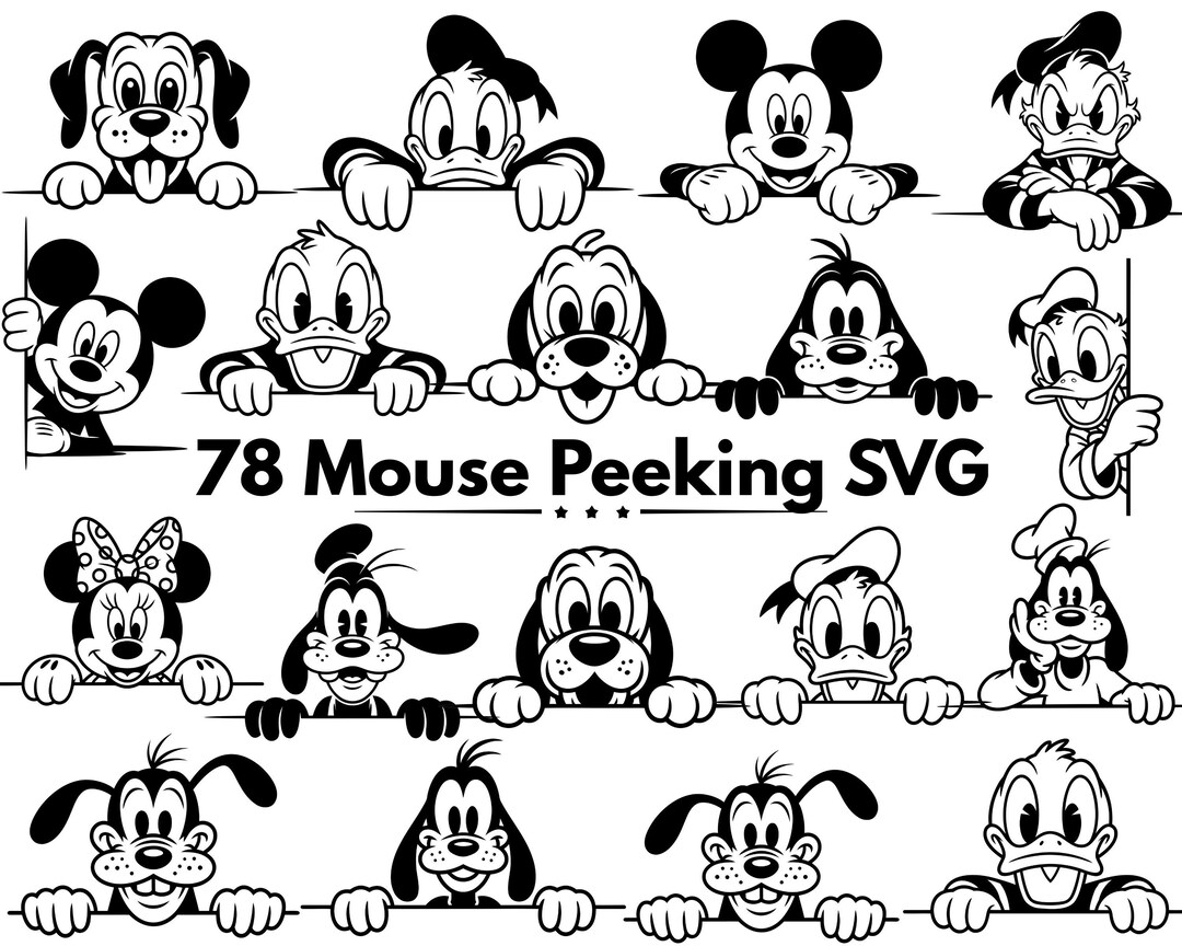 Mouse Peeking SVG Bundle, Cartoon Peek SVG Files for Cricut, Cute ...