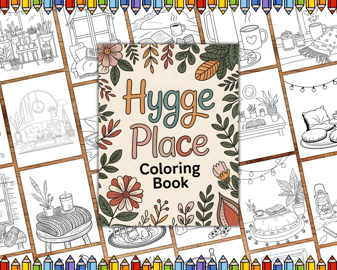 Hygge Place Coloring Pages, Coloring Book for Adults and Teens, Cozy ...