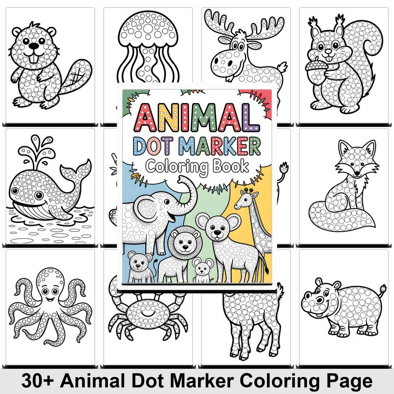 30+ Animal Dot Marker Coloring Pages | Printable Toddler Animal Dot ...
