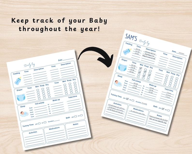 Printable Baby Daily Log, Editable Infant Tracker PDF, Baby Feeding ...