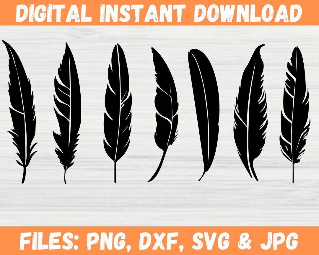 Feather Svg Bundle - Feather Clipart, Cut Files, Feather Stencil ...