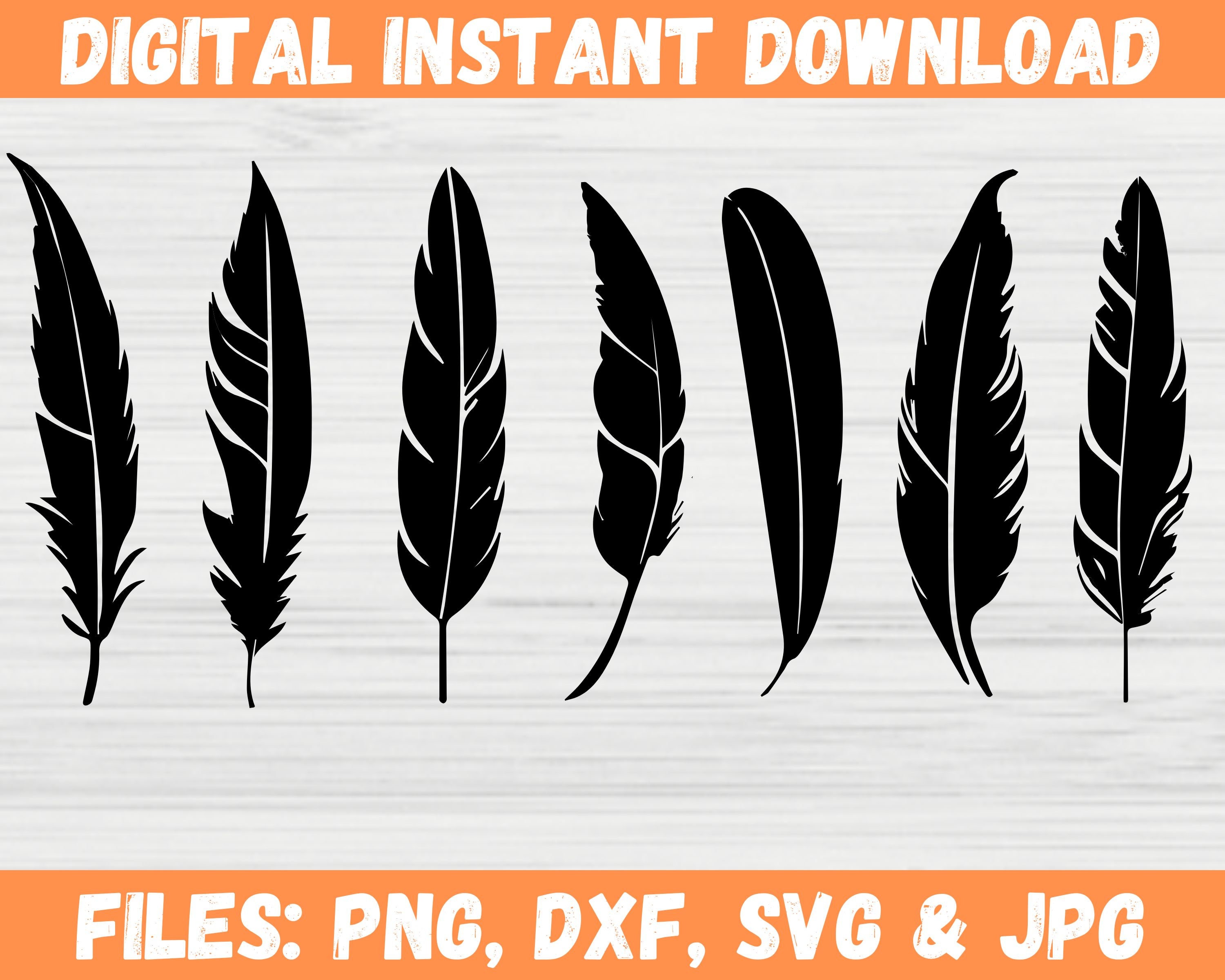 Feather Svg Bundle - Feather Clipart, Cut Files, Feather Stencil ...