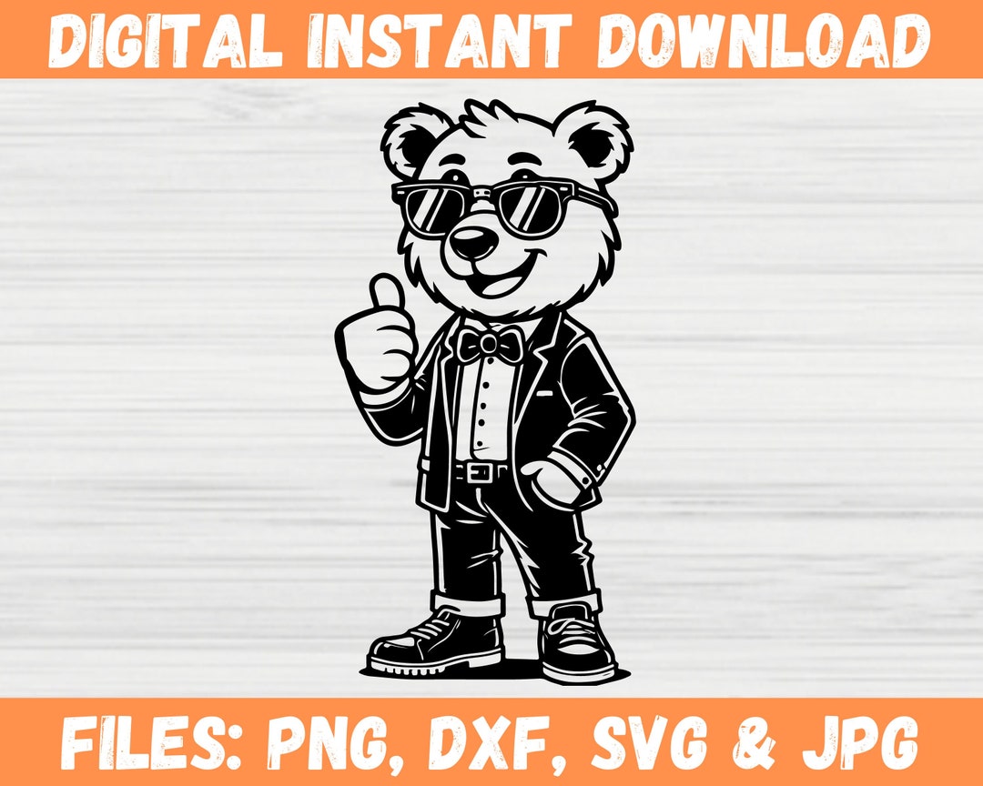 Hip Hop Teddy Bear SVG | Hip Hop Lover Stencil| Hipster Style Bear in ...