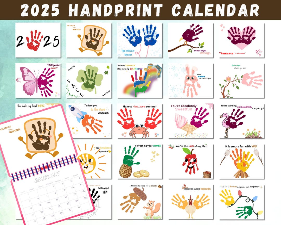 Handprint Calendar 2025, Printable Handprint Craft, Memory Calendar ...