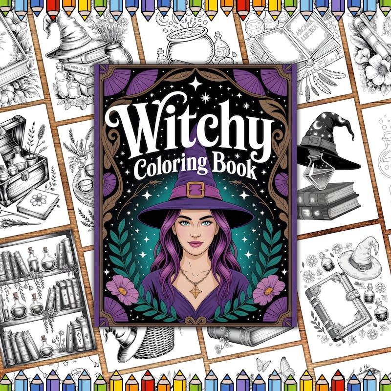 Witchy Coloring Pages - Etsy