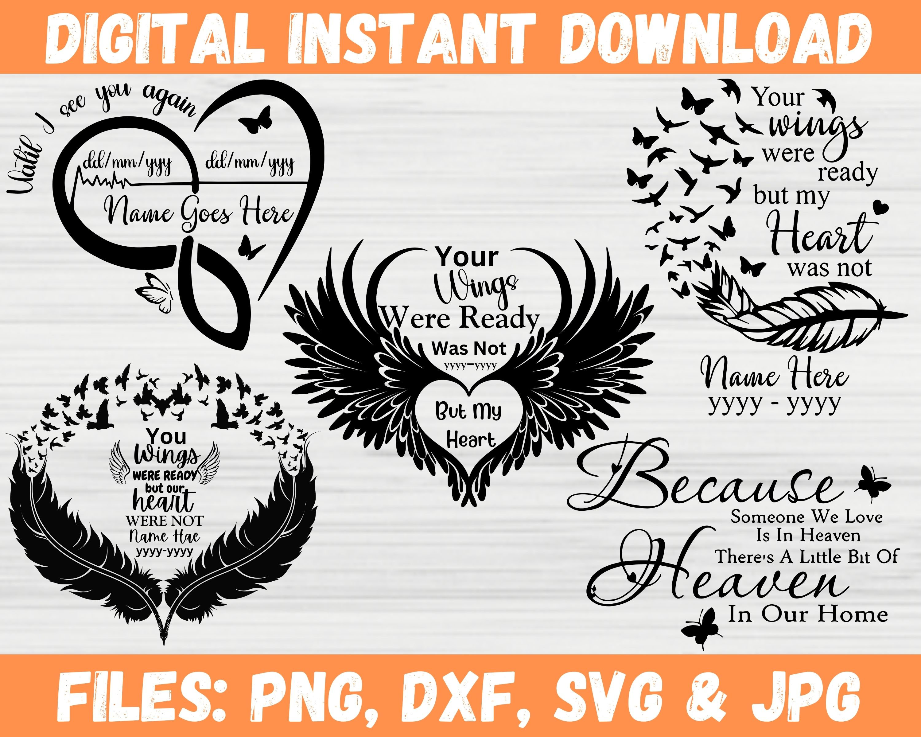 Memorial Angel Wings SVG, Piece of My Heart Has Wings, Angel in Heaven ...