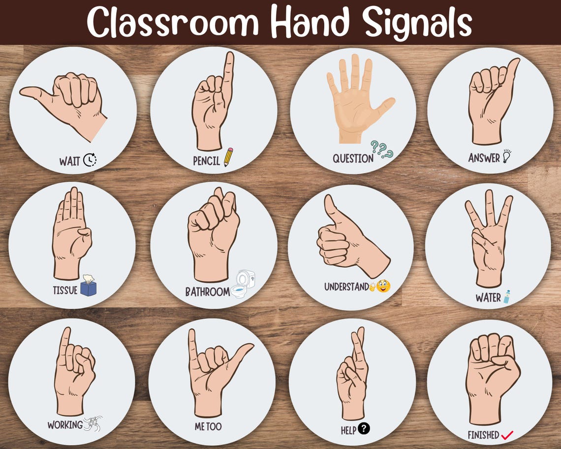 Classroom Hand Signals Poster Display, Preschool Class Bulletin Board ...