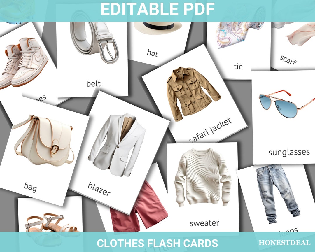 Clothes Flashcards | Editable Montessori Cards | PDF Printable Card ...