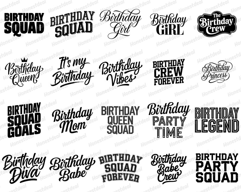 Happy Birthday SVG Bundle, Party Celebration Clipart, Bday Message Cut ...