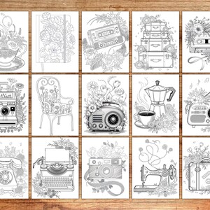 Retro Floral Cute Colouring Pages, Vintage Flower Designs for Adults ...