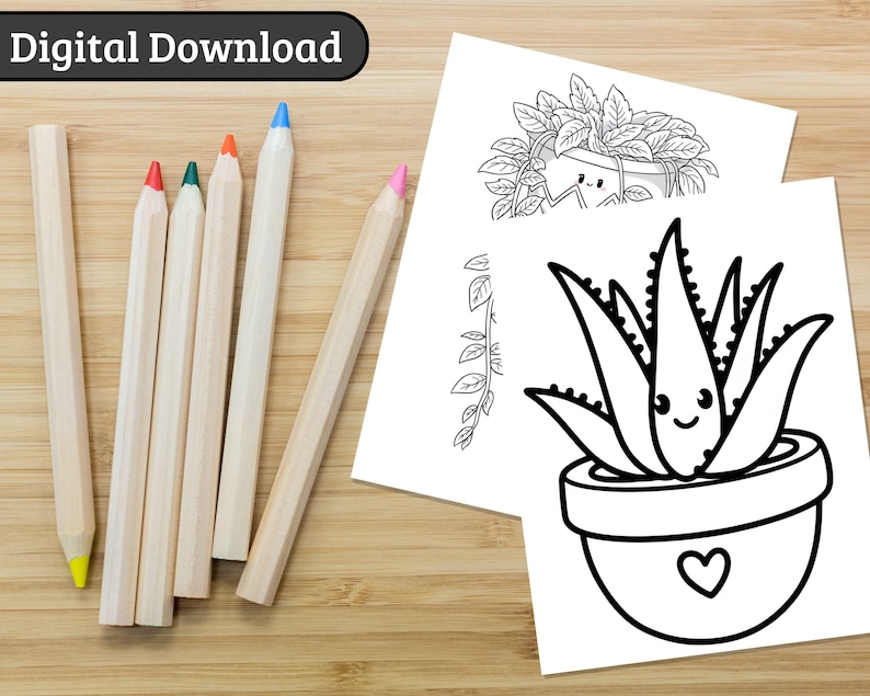 Kawaii Plants Coloring Pages, Cute Potted Flowers Coloring, Vase ...
