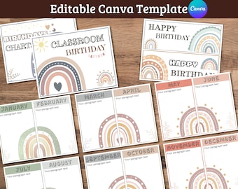 Neutral Rainbow Birthday Chart - Etsy