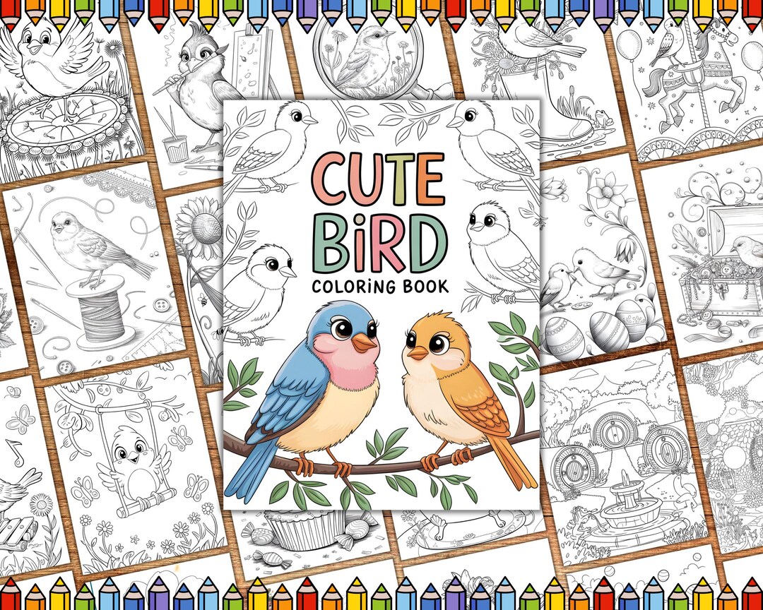 Cute Bird Coloring Pages, Fairytale Enchanted Garden Birds Forest ...