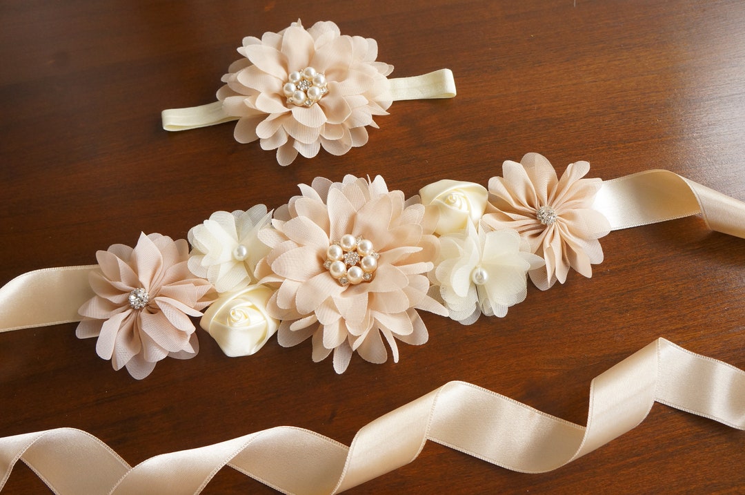 Flower Sash Belt, Wedding Flower Belt, Bridal Flower Belt, Boho ...