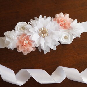 White Flower Sash Belt, Wedding Sash, Maternity Sash, Bridal Sash, It's ...