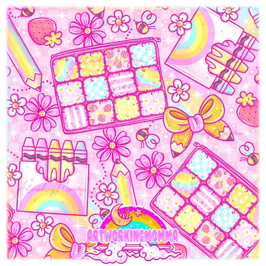 Back to School Pattern Girly Seamless Repeat Pattern for Fabric ...