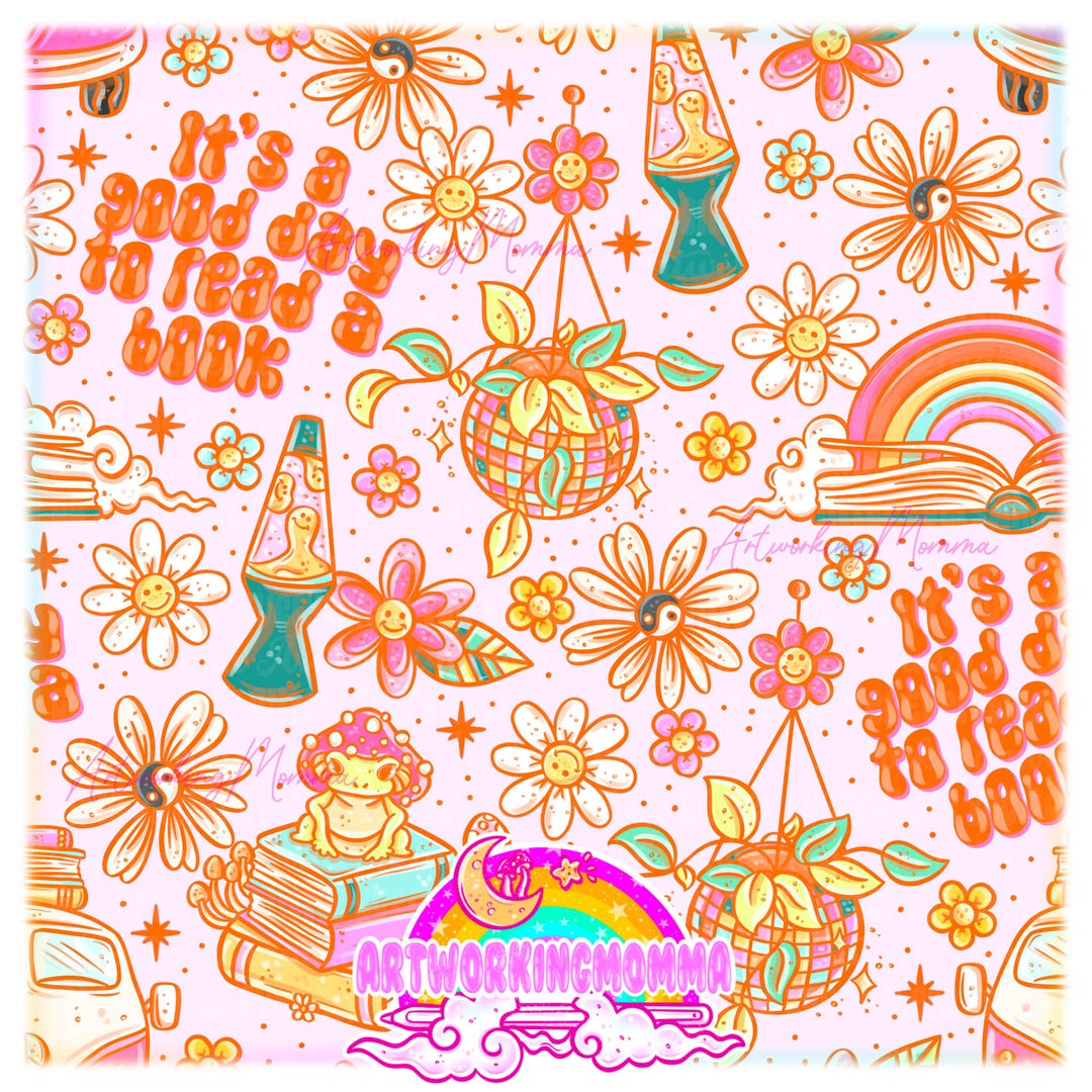 Bookish Seamless Groovy Seamless Repeat Pattern for Fabric Printing - Etsy