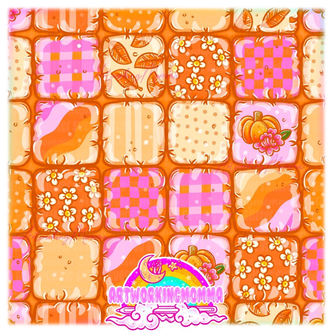 Fall Pattern Puffy Retro Quilt Seamless Repeat Pattern for Fabric ...