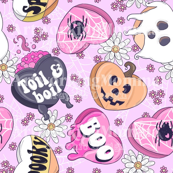 Light Purple Spooky Conversation Hearts Seamless - Etsy