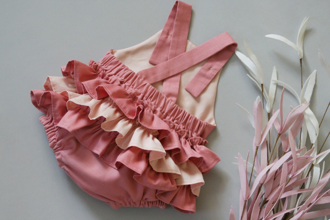Pink Ruffle Baby Girl Romper, Ruffled Romper, Baby Girl Outfit, Baby ...