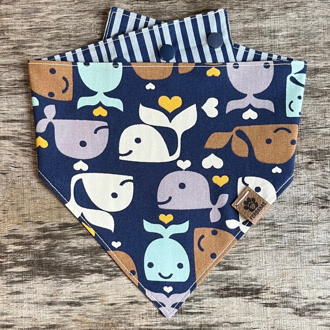 CLEARANCE Whale, Whale, Whale Snap Style Reversible Bandana, Nautical ...