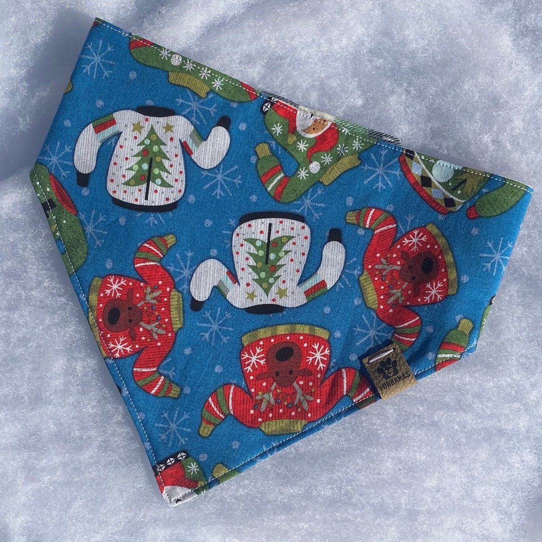 CLEARANCE Ugly Sweater FLANNEL Snap Style Reversible Bandana, Christmas ...