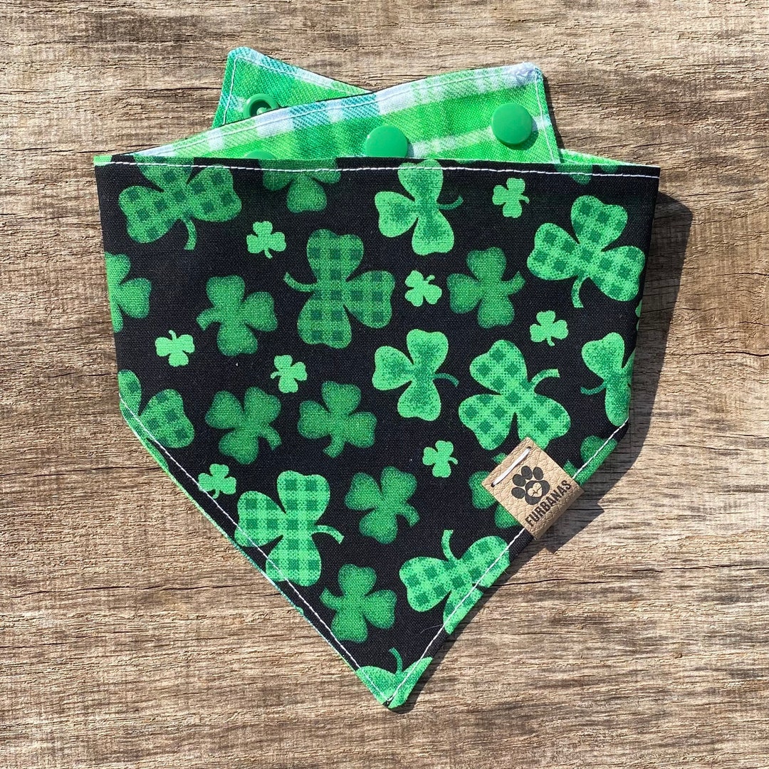 St. Patrick's Day Snap Style Reversible Bandana, Shamrock Bandana ...
