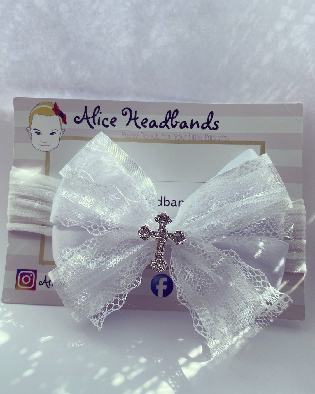 Baby Christening Headband 4'' Cross Stocking Bands Baptism Headband ...