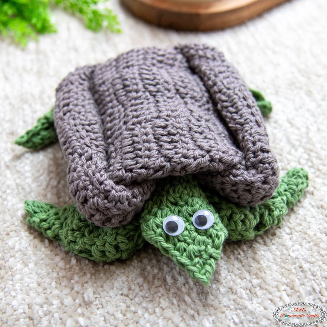 Origami CROCHET TURTLE Washcloth PATTERN Made From 3 Squares ...