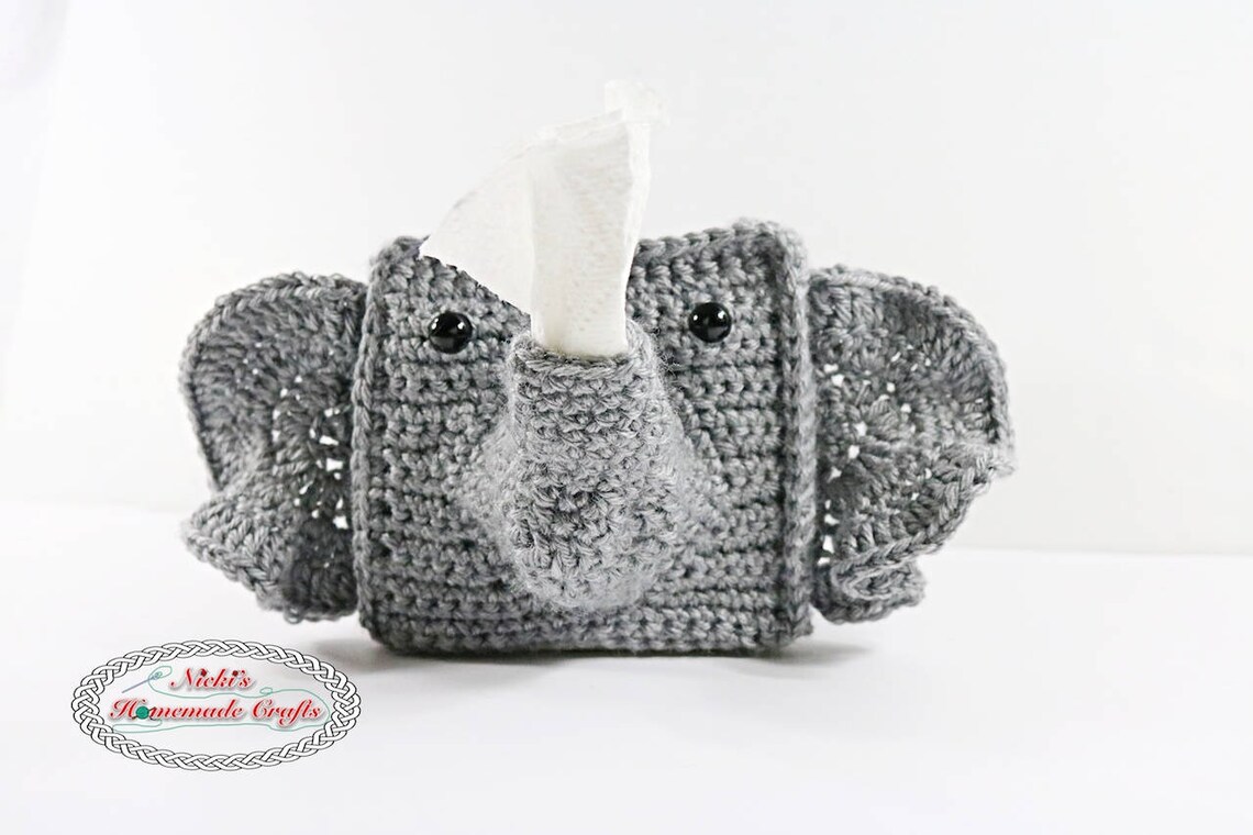 Tissue Box Cover CROCHET PATTERN | Crochet Elephant Pattern | Elephant ...