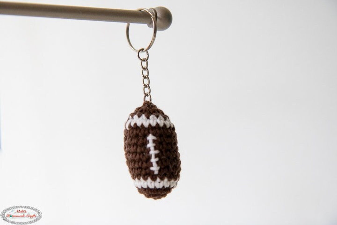 CROCHET FOOTBALL Keychain PATTERN | Crochet Key Fob | Crochet Football ...