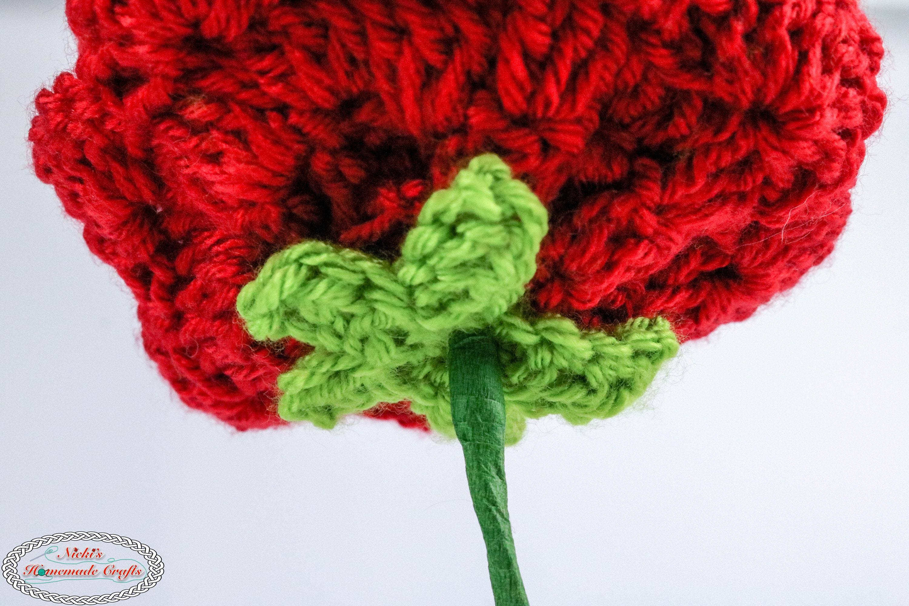 Crochet Pattern: ROSE With Wired Stem and Leaves *love, Valentine's Day ...