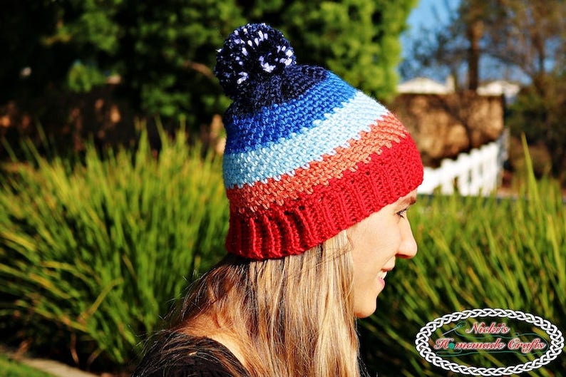 Crochet Pattern: Sunset Hat With Night Sky Pom-pom stars - Etsy