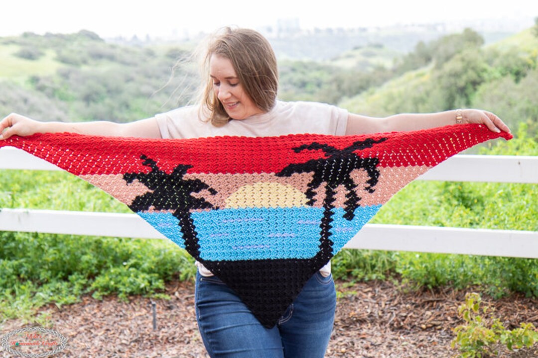 Sunset CROCHET SHAWL PATTERN | C2C Crochet Pattern | Corner to Corner ...