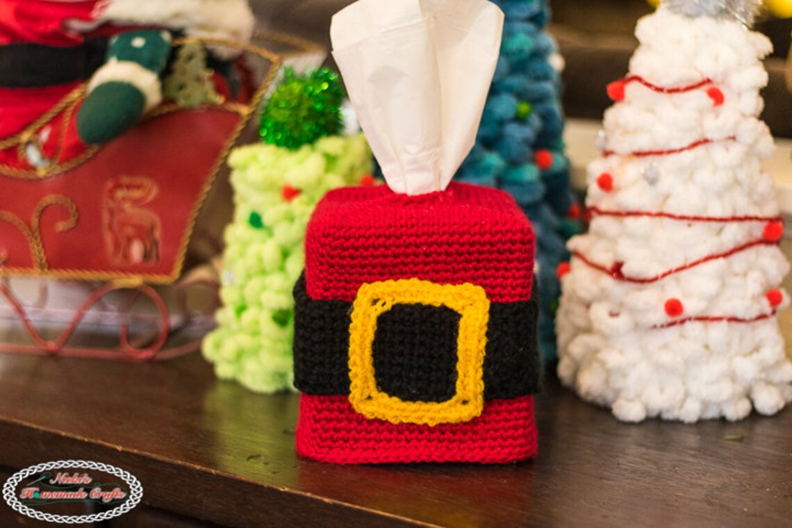 Santa Belt Tissue Box Cover CROCHET PATTERN Crochet Santa | Etsy