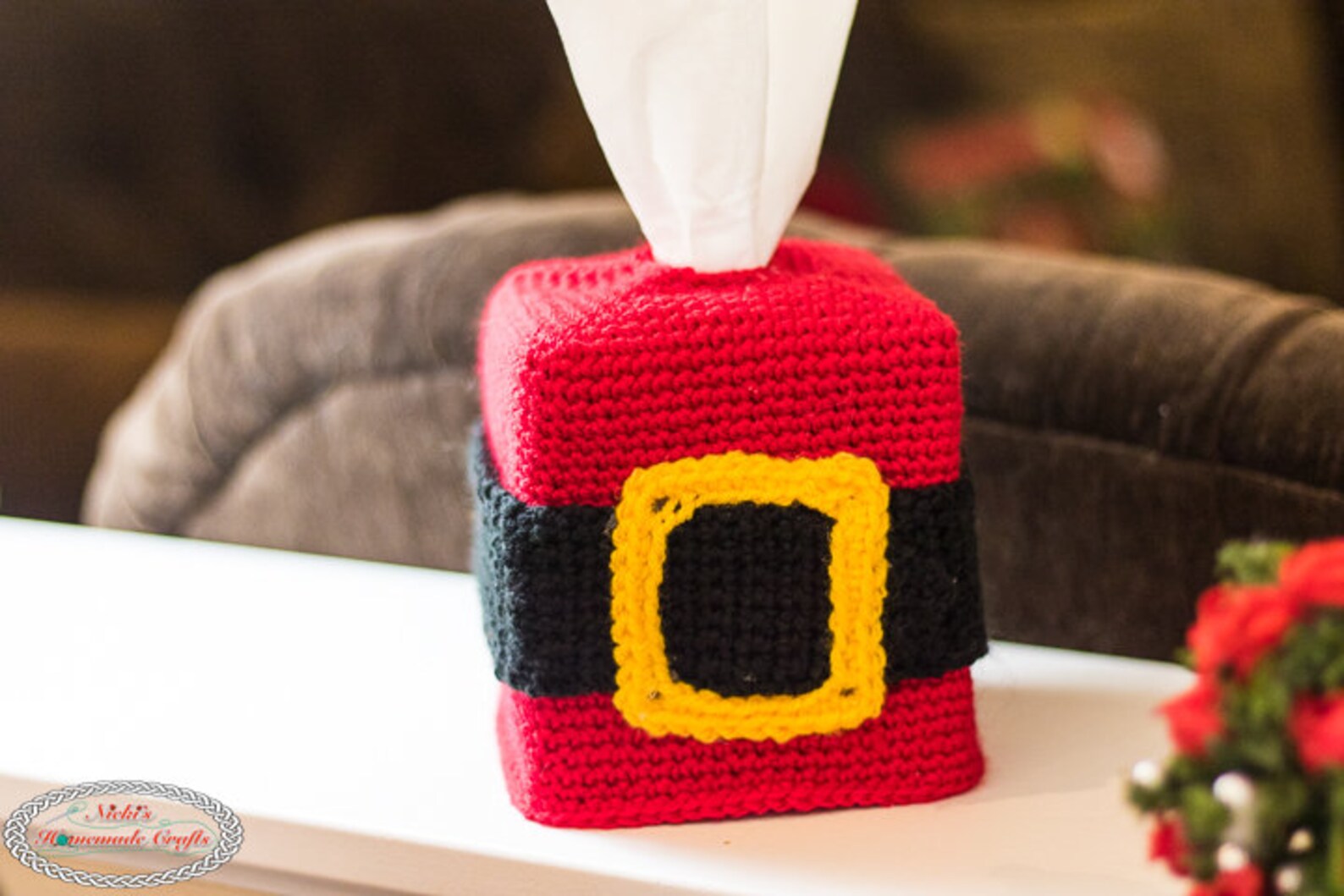 Santa Belt Tissue Box Cover CROCHET PATTERN Crochet Santa | Etsy