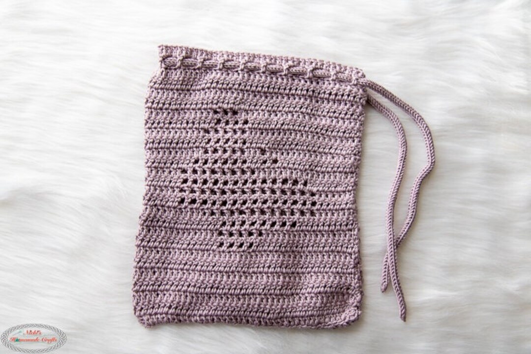 FILET CROCHET Butterfly Drawstring BAG Pattern | Drawstring Pouch ...